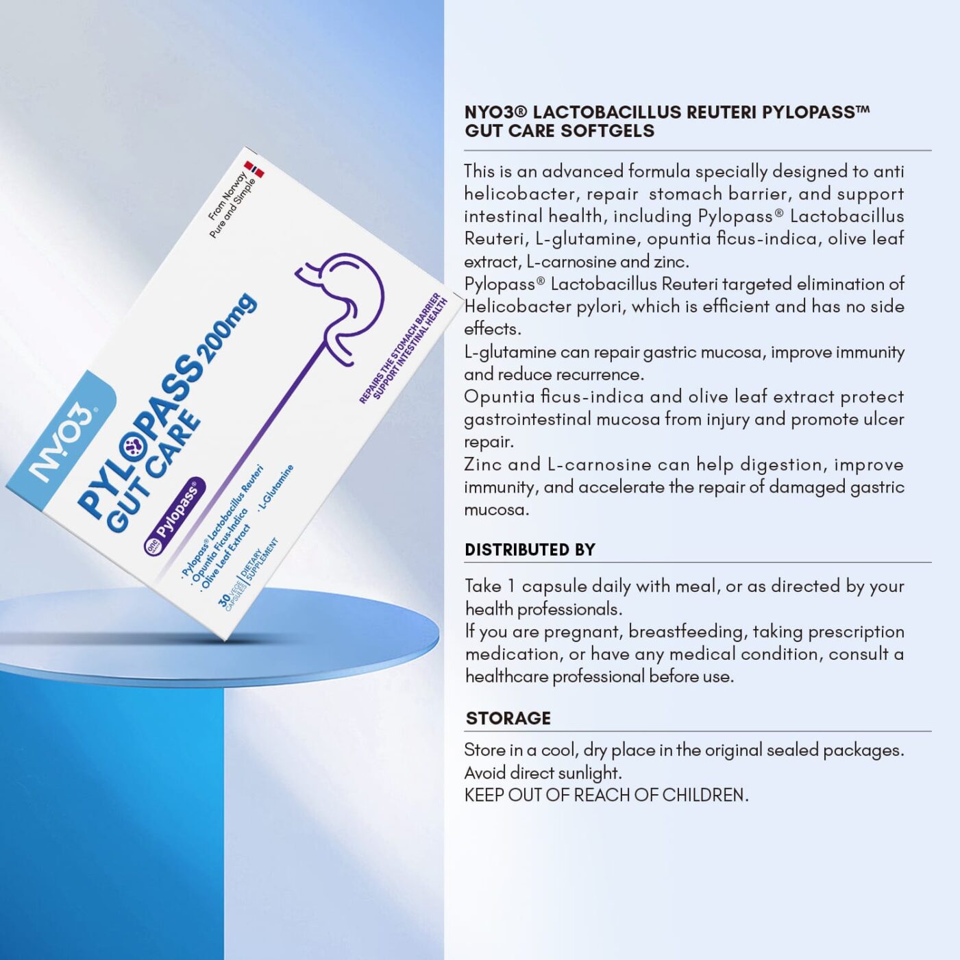 Buy Lactobacillus Reuteri Pylopass Softgels Online - NYO3®