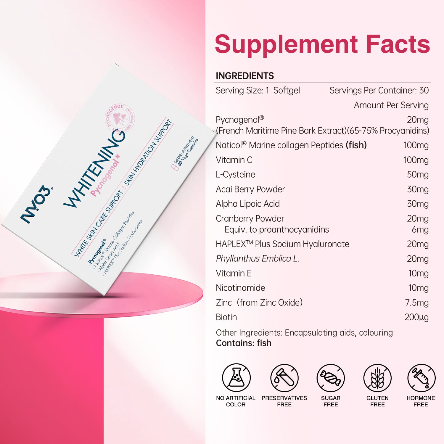 Buy White Pine Pycnogenol For Skin Capsules Online - NYO3®